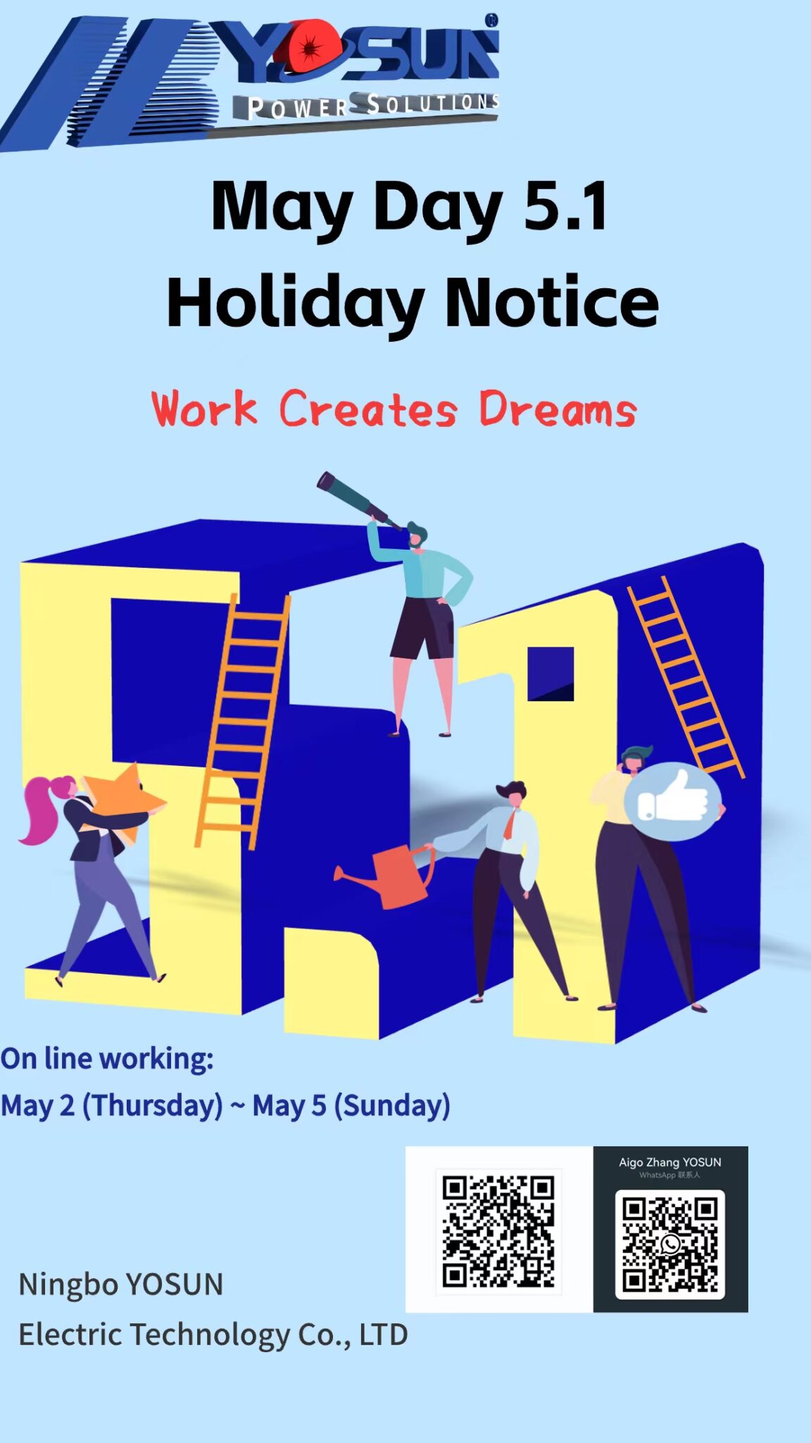 May Day Holiday Notice - YOSUN